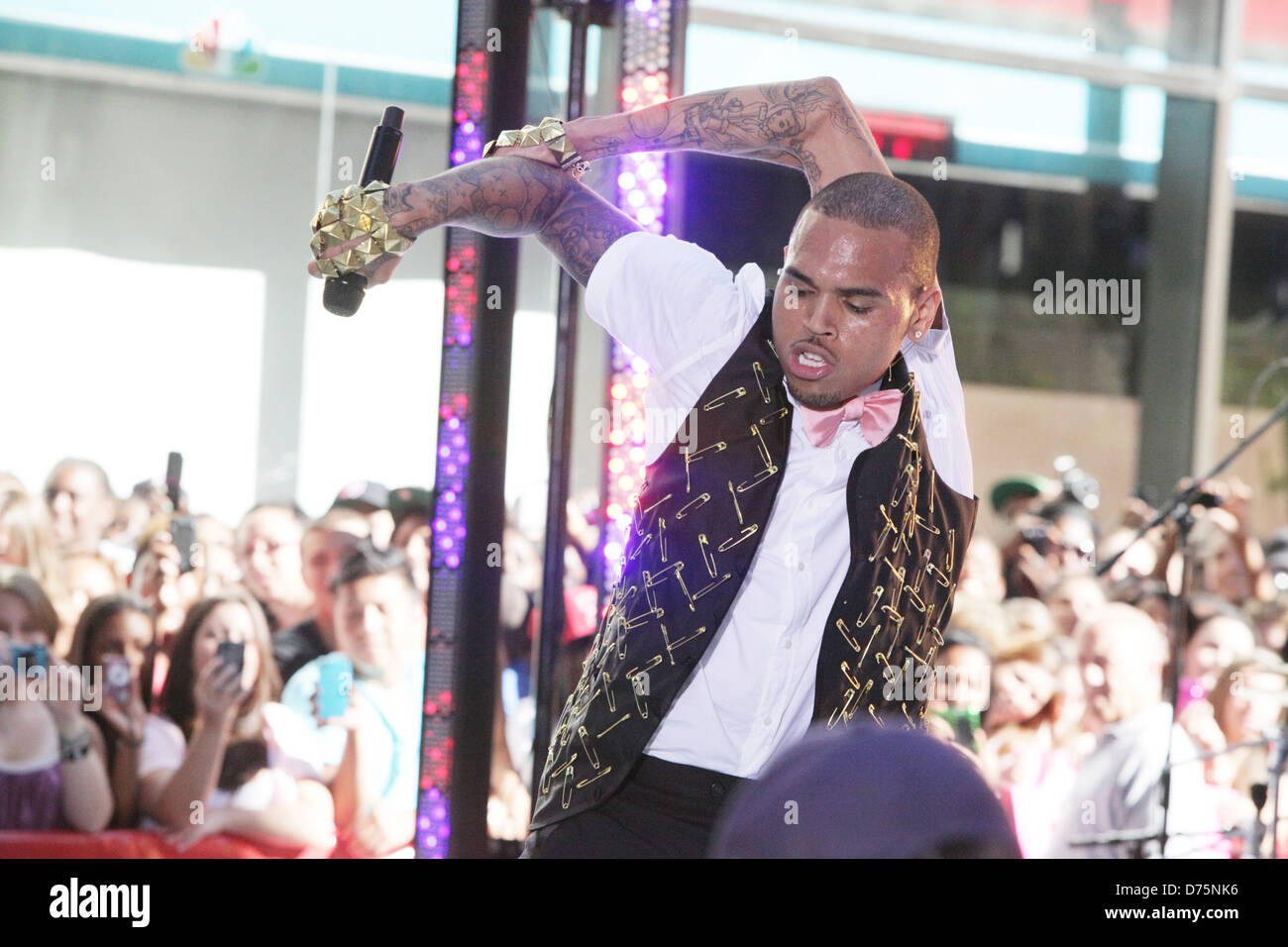 Chris Brown performing live at the Rockefeller Center as part of the ...