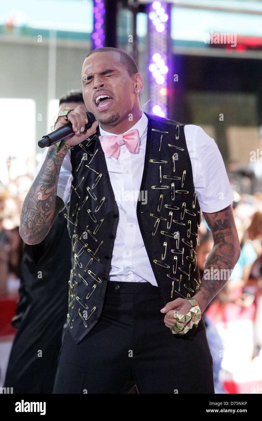Chris Brown performing live at the Rockefeller Center as part of the ...