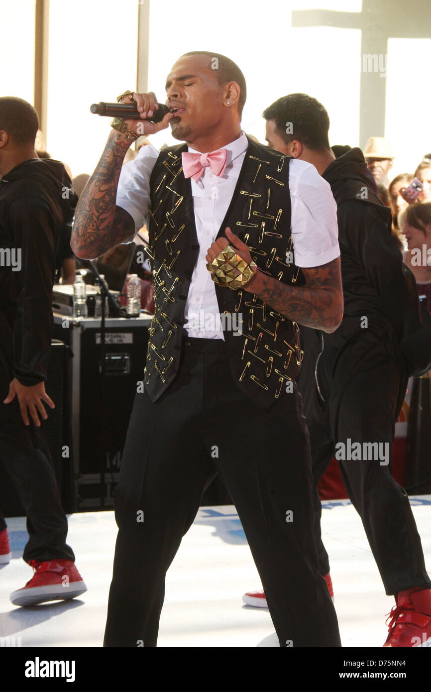 Chris Brown performing live at the Rockefeller Center as part of the ...