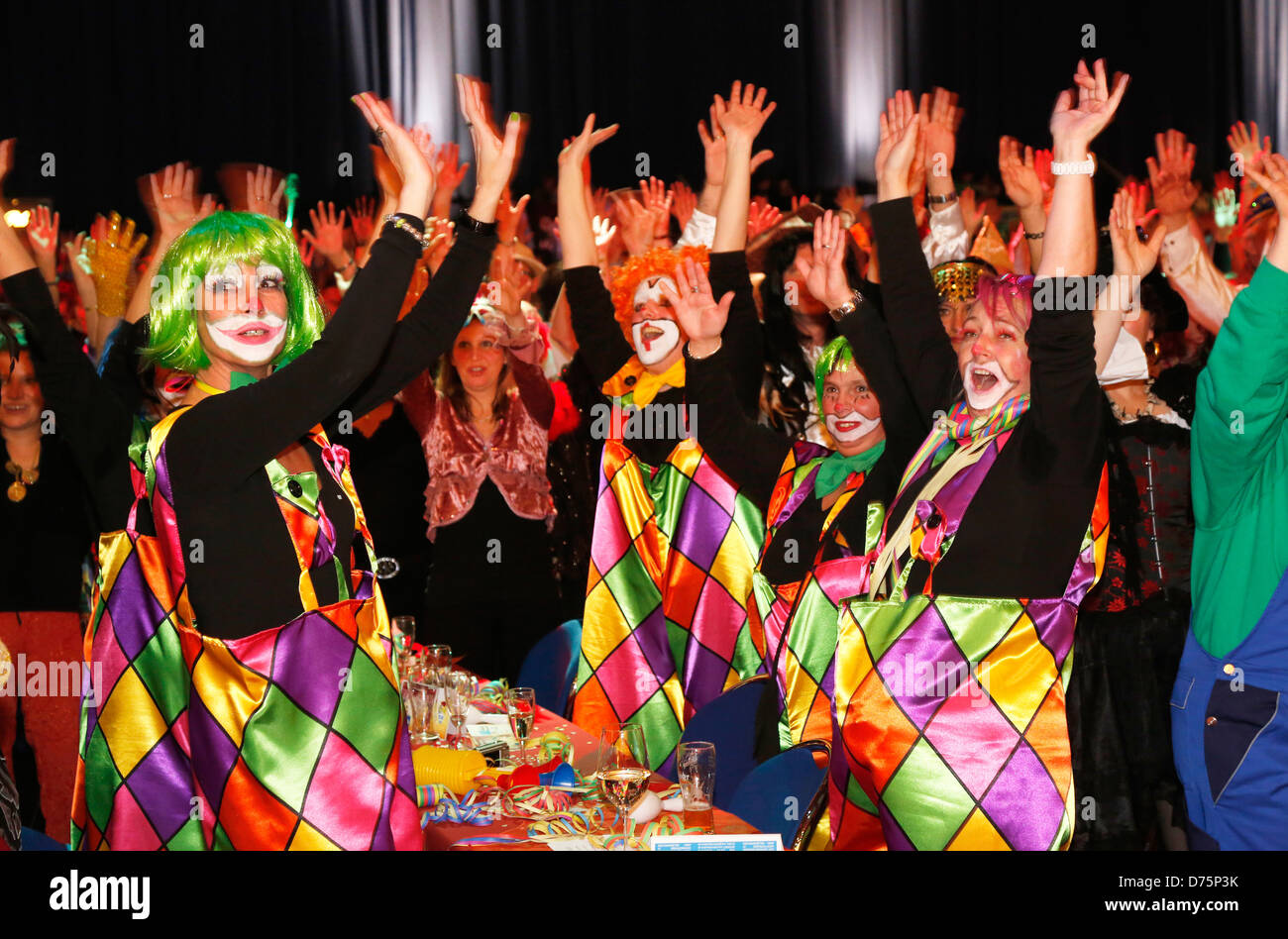 Essen, Germany, in the Ruhr carnival, the audience dancing and ...