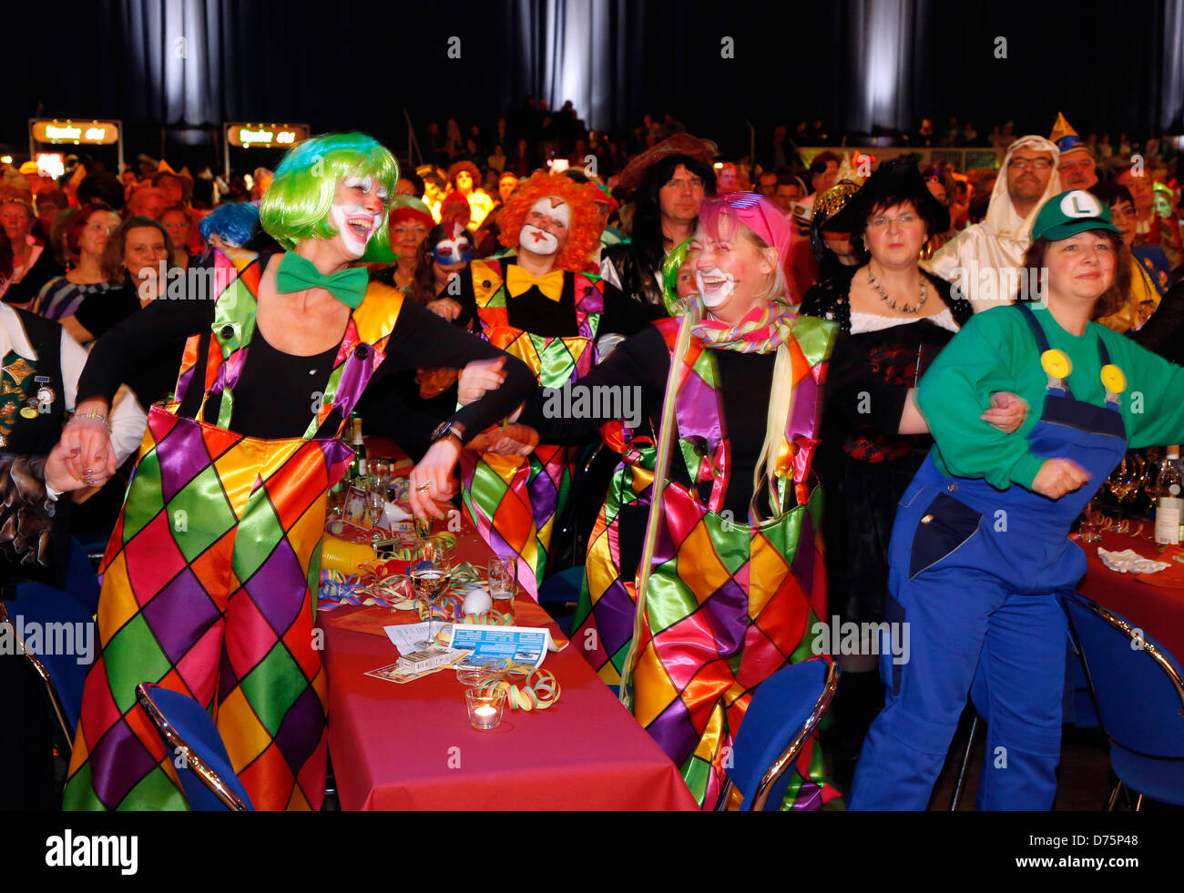 Essen, Germany, in the Ruhr carnival, the audience dancing and ...