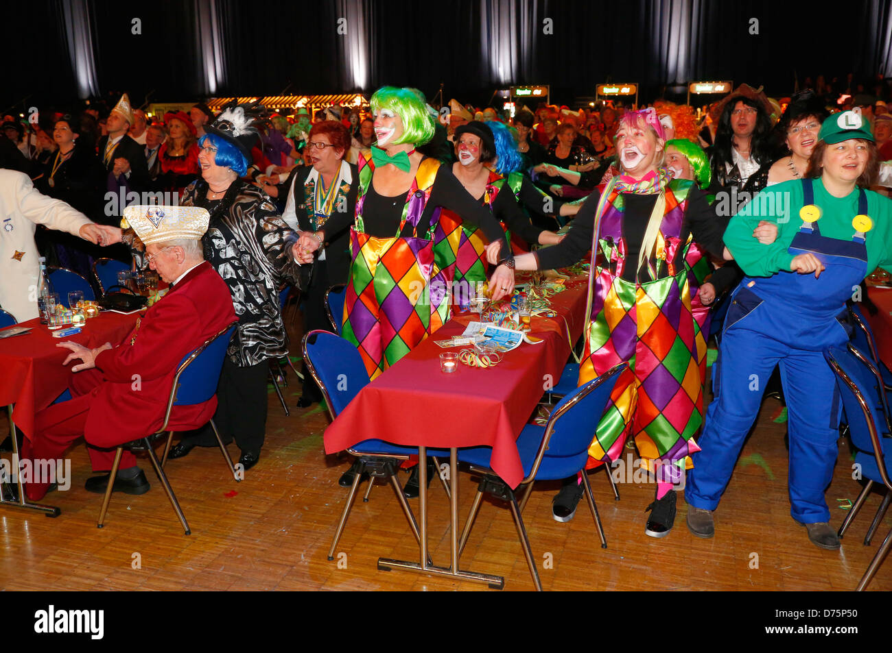 Essen, Germany, in the Ruhr carnival, the audience dancing and ...