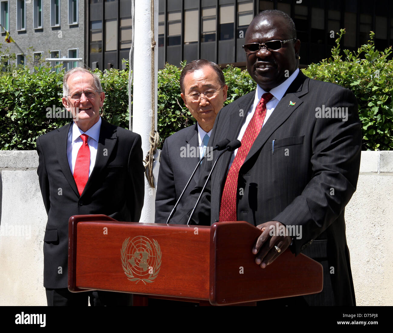 Riek Machar Teny-Dhurgon, Vice-President of South Sudan, speaks as United Nations Secretary ...