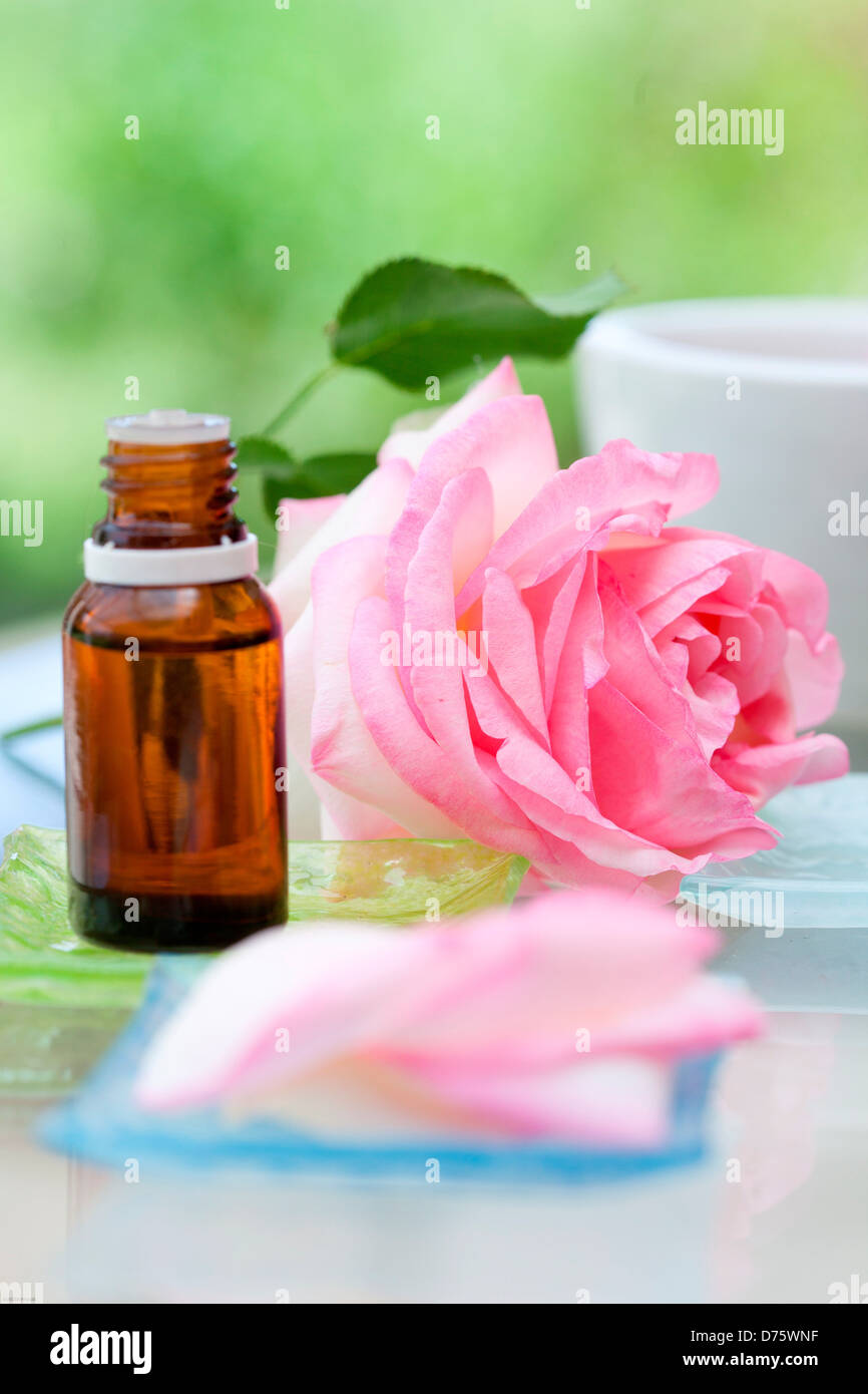 Rose essential oil Stock Photo - Alamy