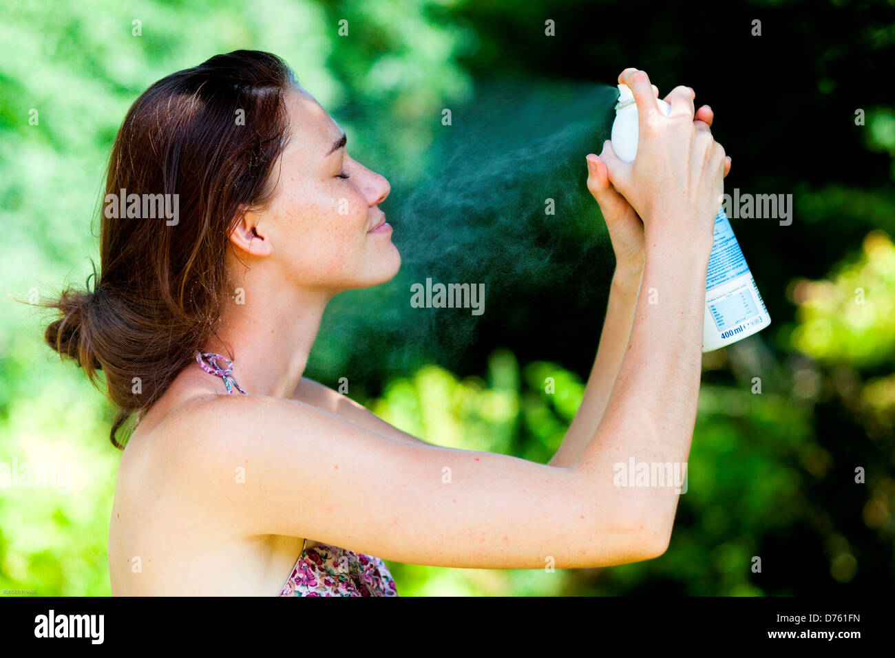Woman face mist spray hi-res stock photography and images - Alamy