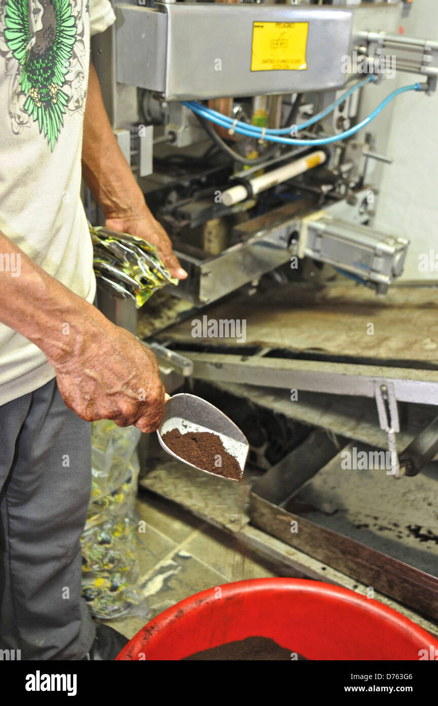 Panama, Coffee factory worker Stock Photo - Alamy