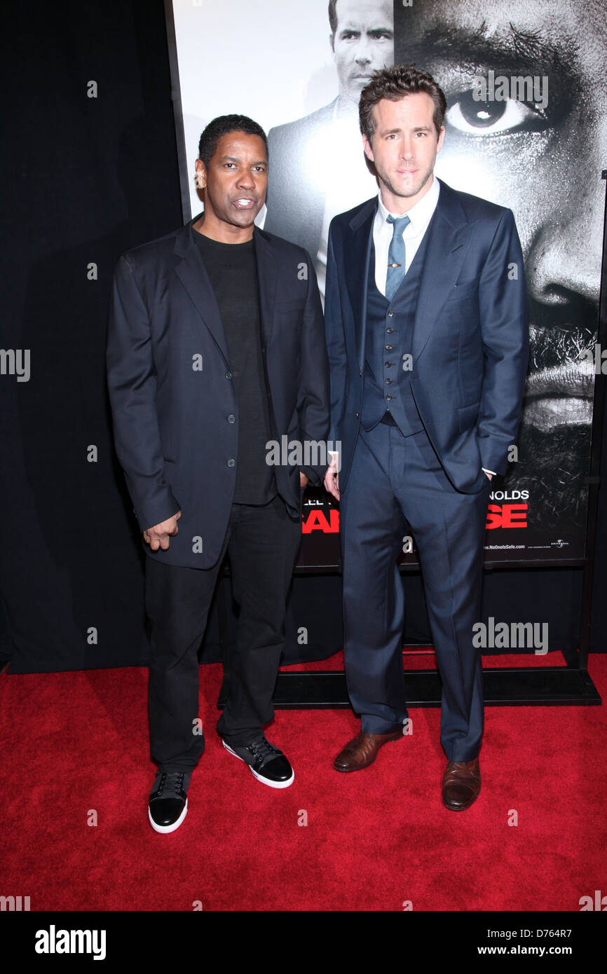 Denzel Washington and Ryan Reynolds New York Premiere of 'Safe House ...