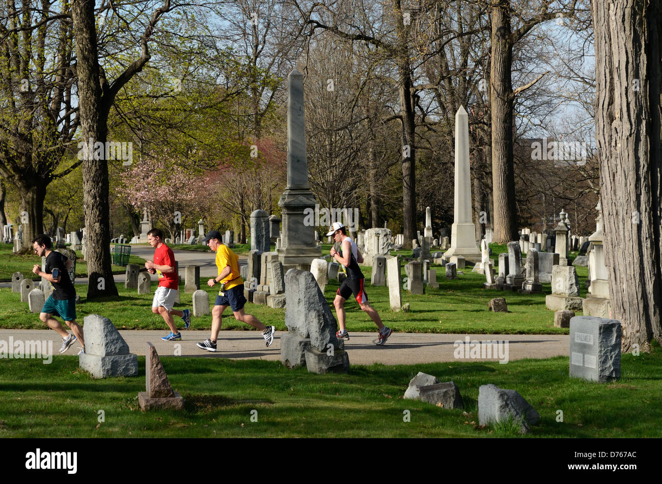 Marathon runners make their way through Cemetery portion of Half ...
