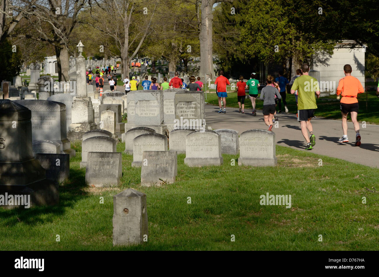 Marathon runners make their way through Cemetery portion of Half ...