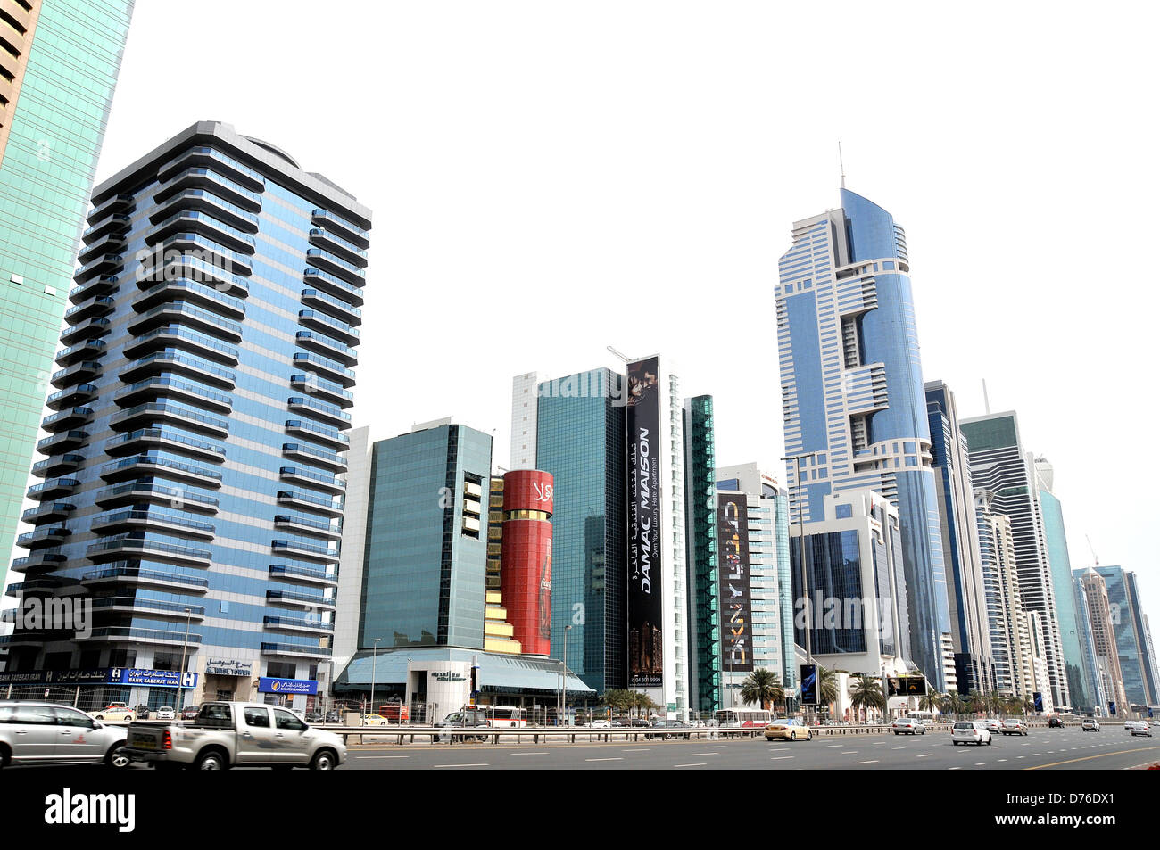 street scene financial district Dubai Sheikh Zayed Road UAE Stock Photo ...