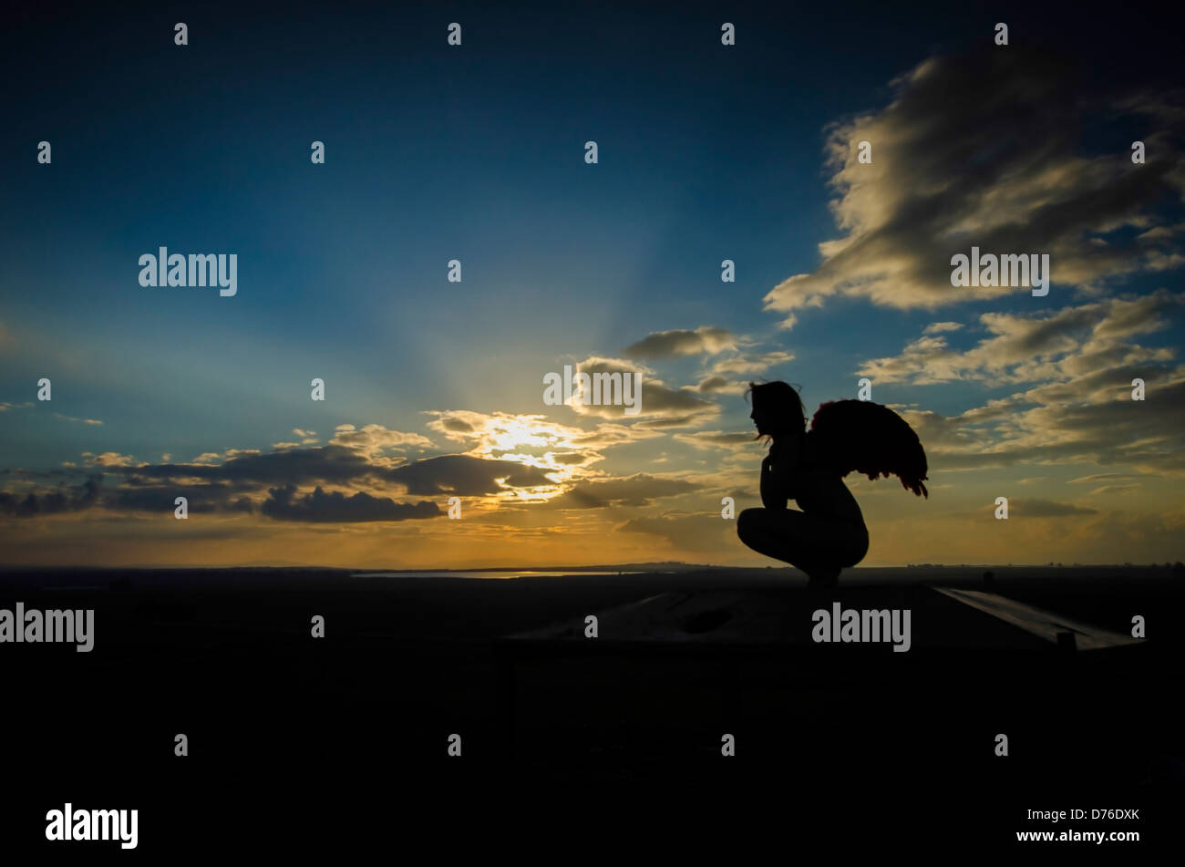 Human female Grotesque with wings at sunset. Model Release Available ...