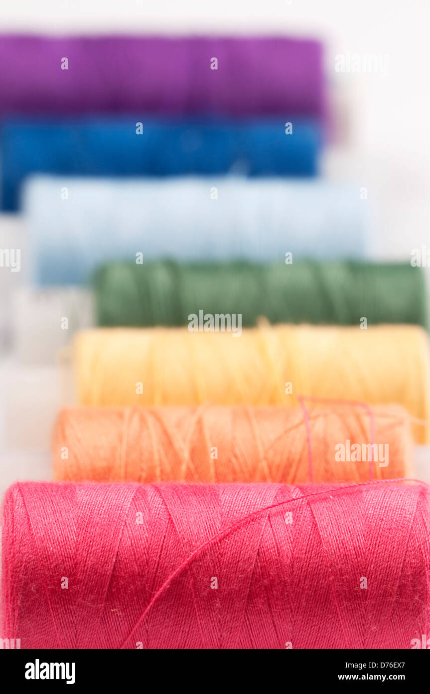 Stitching cotton collection colored in rainbow colors Stock Photo - Alamy