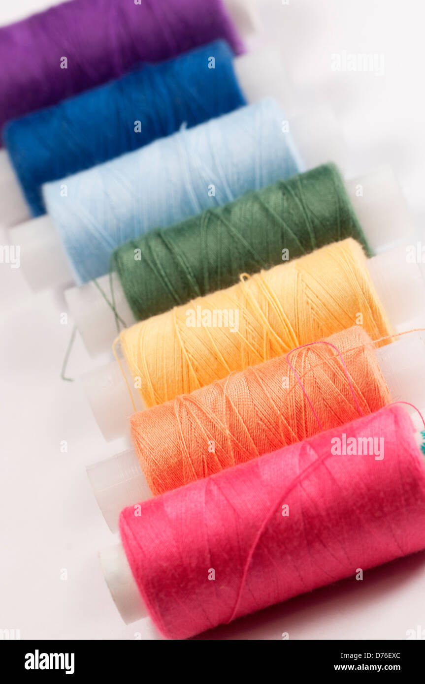 Stitching cotton collection colored in rainbow colors Stock Photo - Alamy