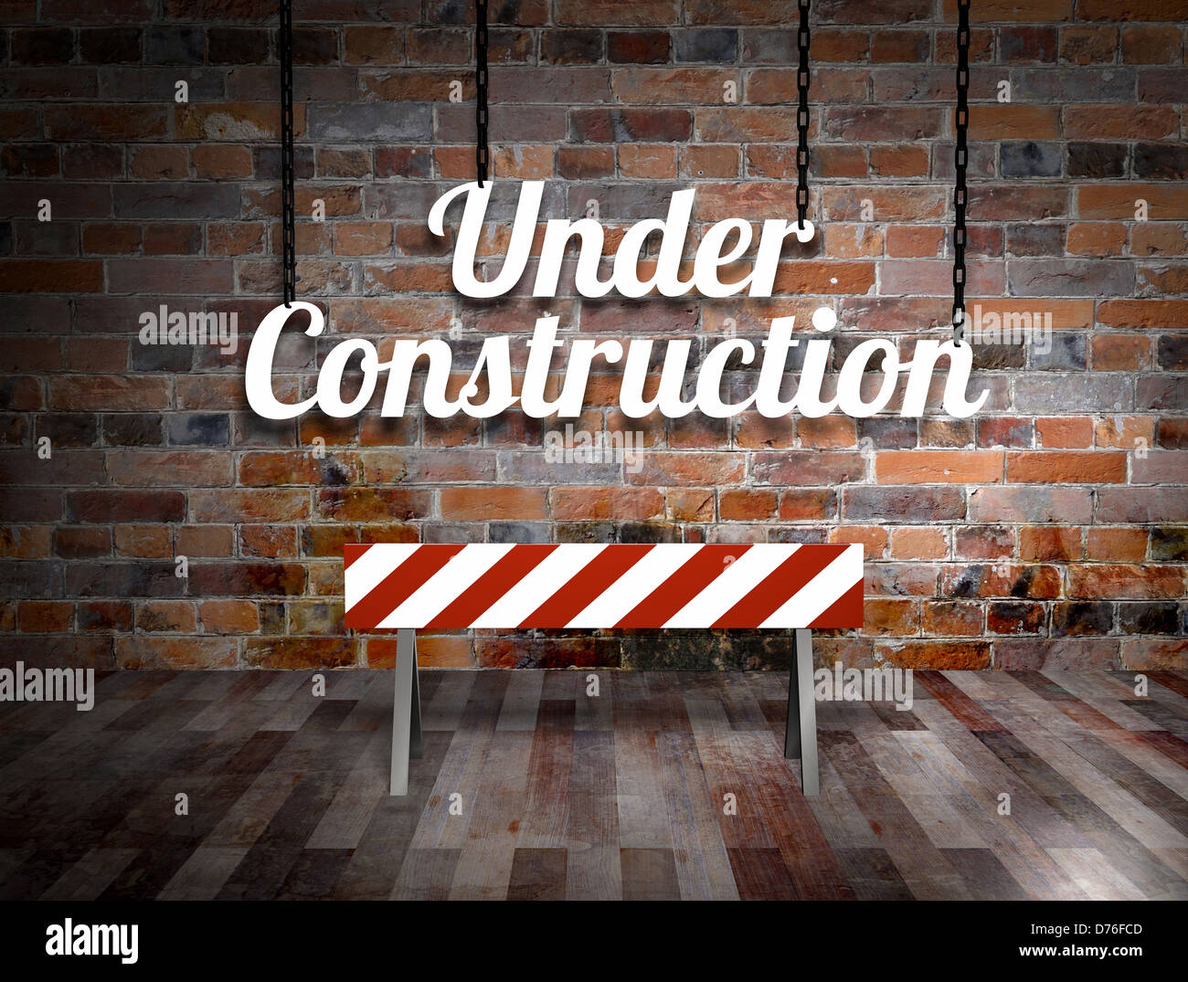 Illustration of a under construction sign hanging from chains Stock ...