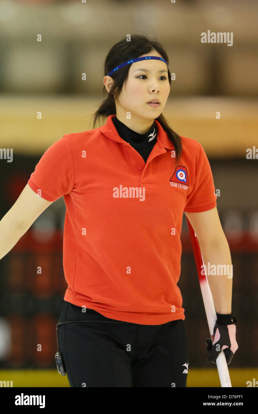 Midori Hachimaru (Team Fujiyama), APRIL 1, 2013 - Curling : Karuizawa Ice Park Ladies match at ...