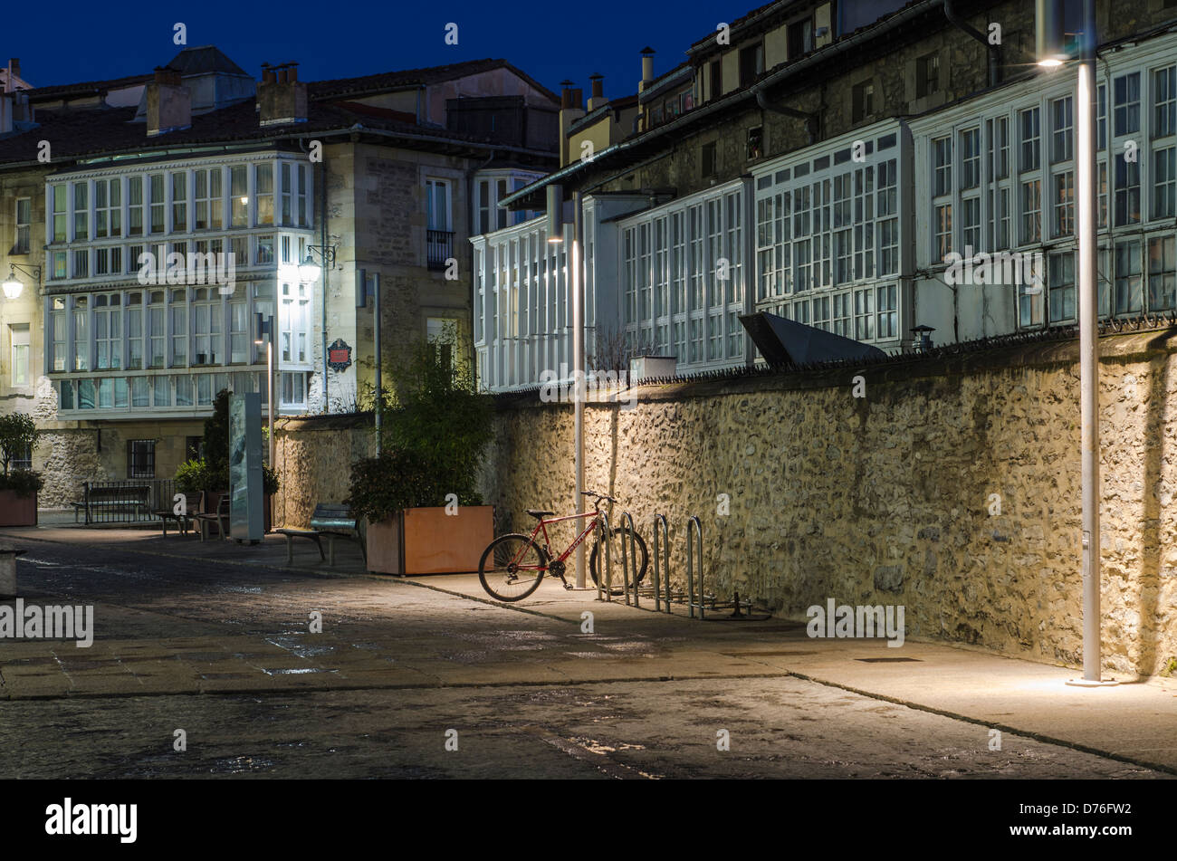 Aihotz square on the night, Vitoria, Basuqe Country, Spain Stock Photo ...
