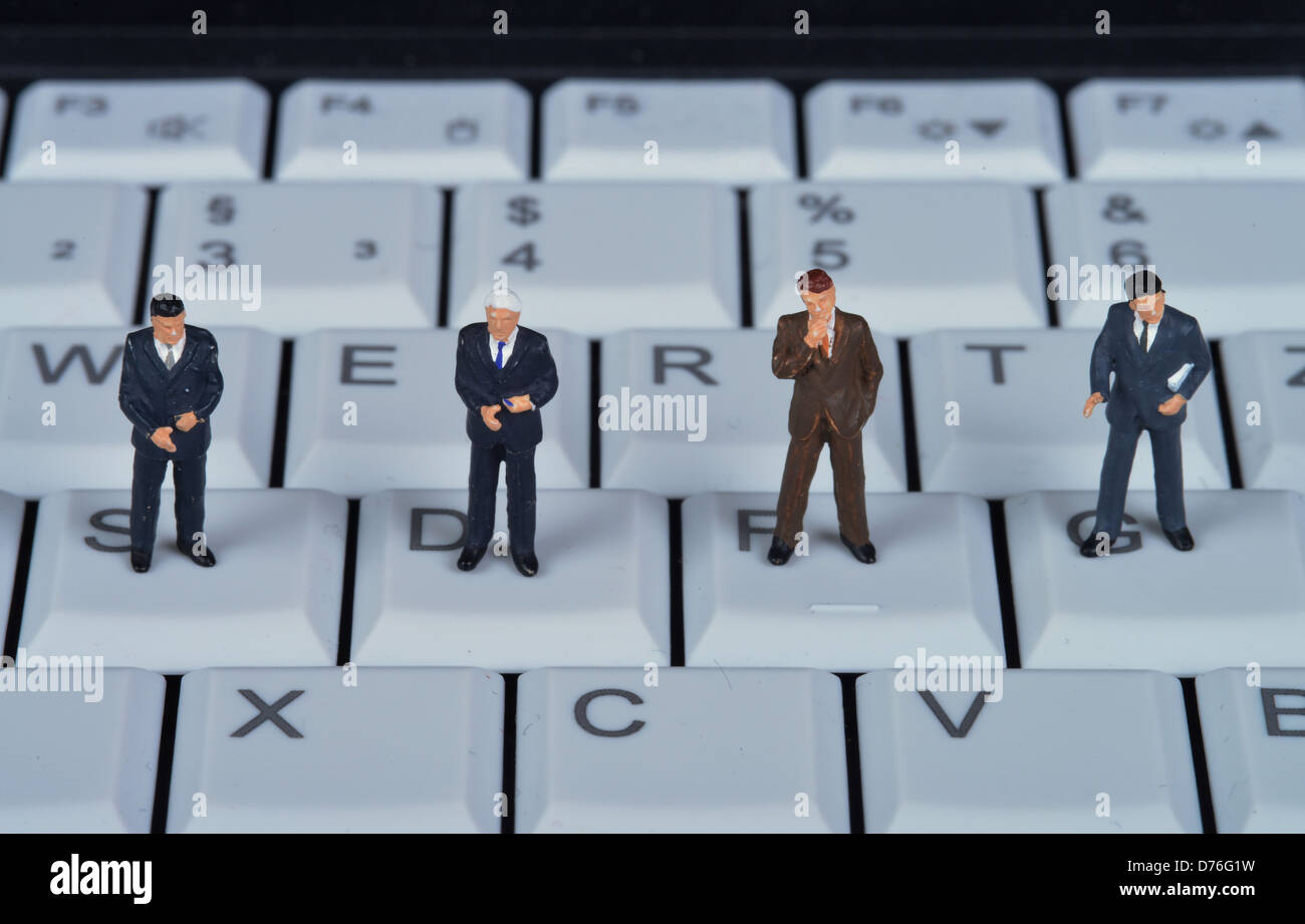 Miniature figures keyboard computer Stock Photo - Alamy