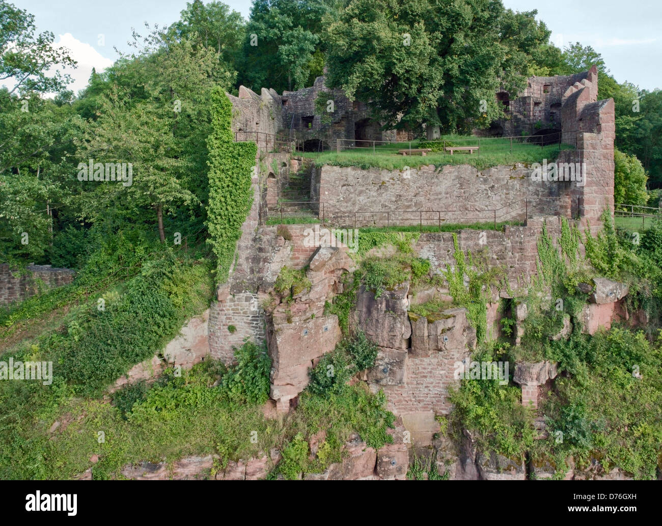 scenery around Wertheim Castle in Southern Germany with idyllic ...