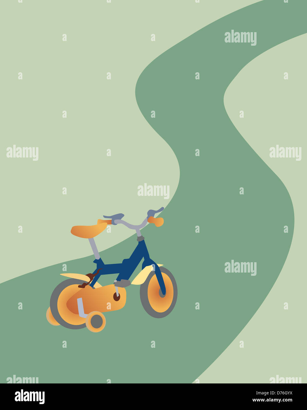 Illustration of bicycle on the way Stock Photo - Alamy