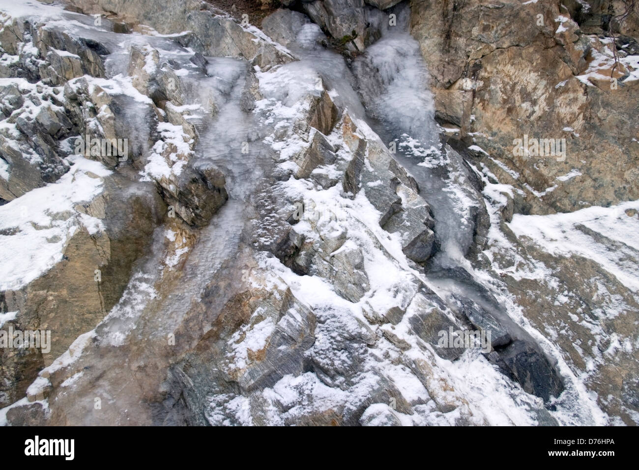 full frame winter background with snow, rock formation and ice Stock ...
