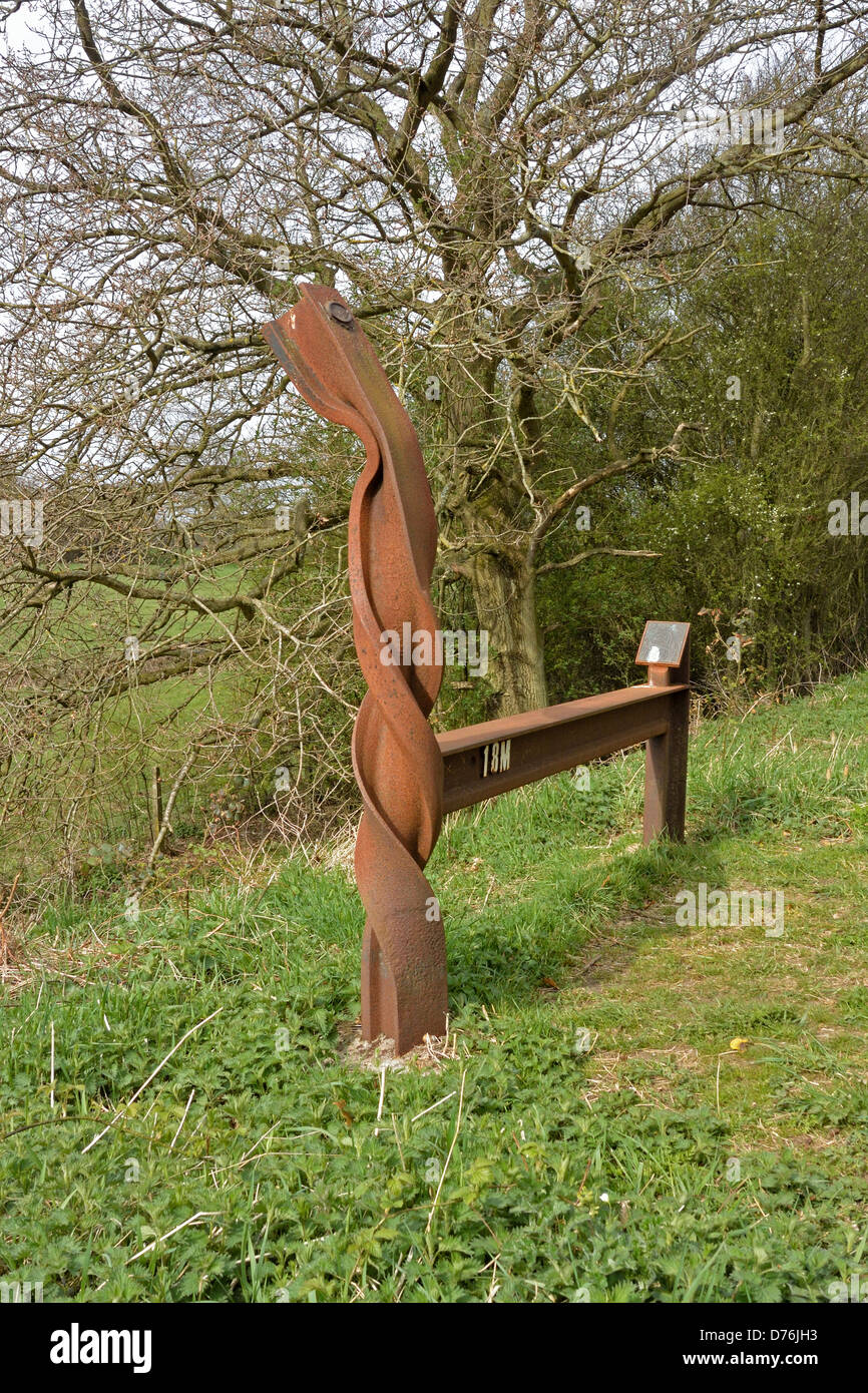 Public art mile marker on the Marriott's Way long-distance footpath ...