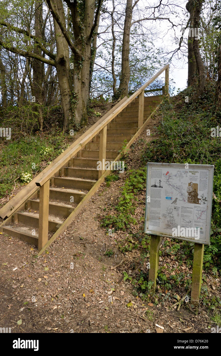 Access steps on the Marriott's Way footpath near Reepham, Norfolk, UK ...