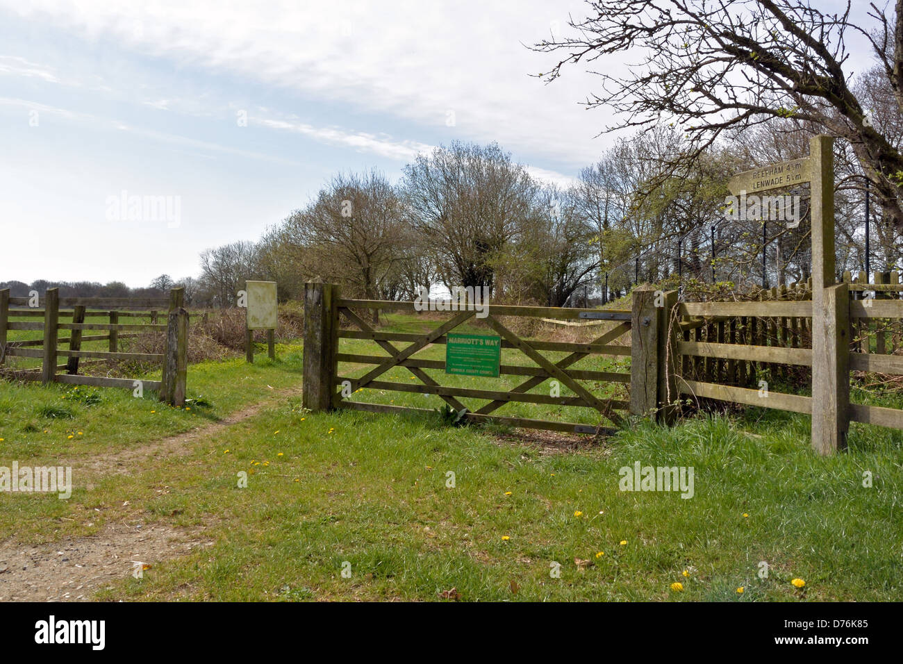 Marriott's Way footpath near Reepham, Norfolk, at the end of the ...