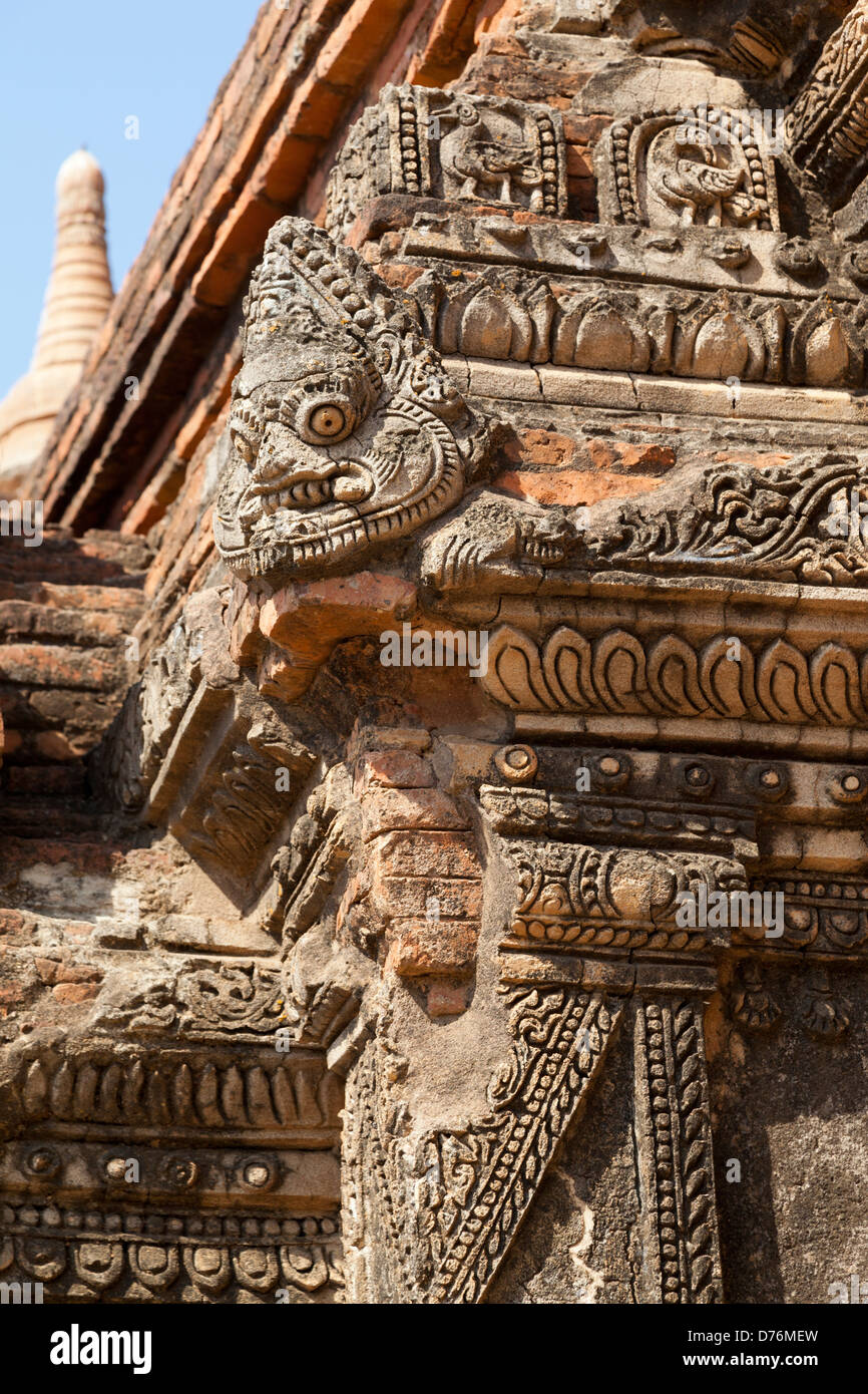 Scary wall carving - Tayokepyay Temple in Bagan, Myanmar Stock Photo ...