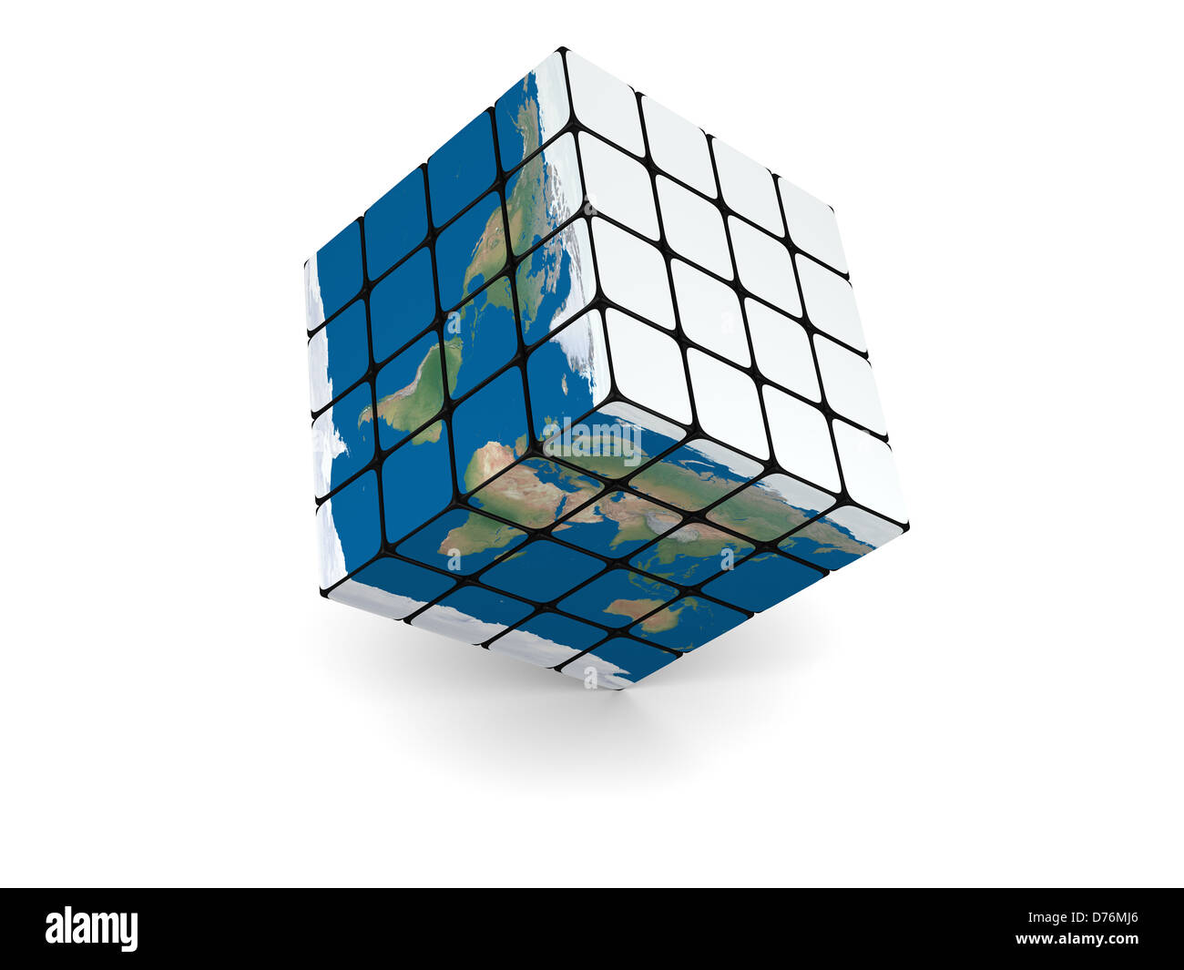 Concept of planet Earth made of cubes, isolated on white background ...