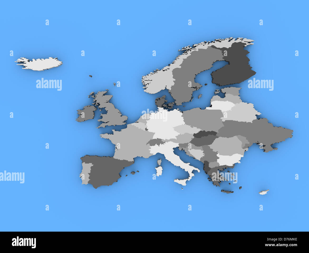 Political map of Europe isolated isolated on blue background Stock ...