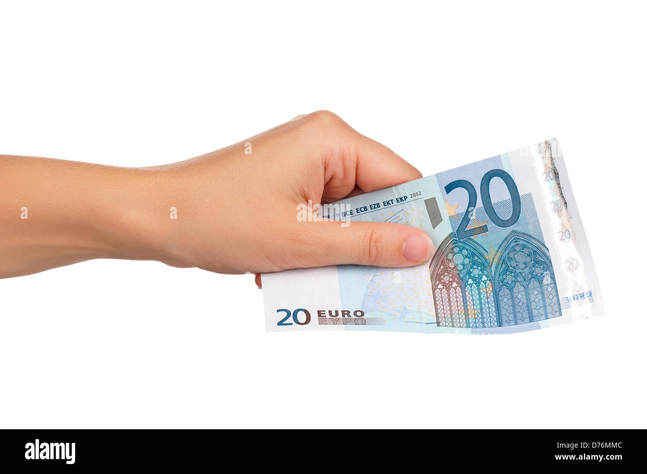 Hand with euro Stock Photo - Alamy