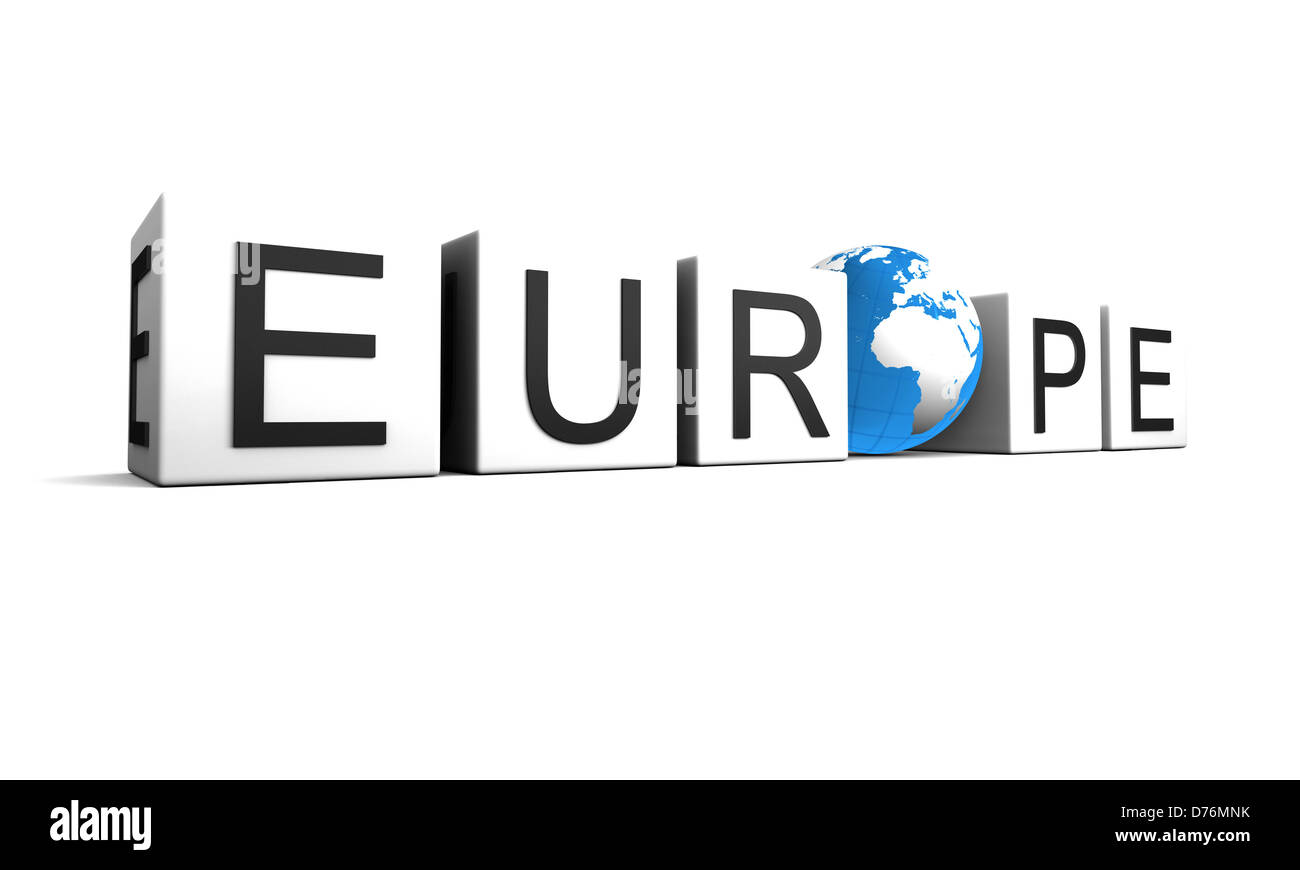 Concept of Europe with globe, isolated on white background. Elements of ...