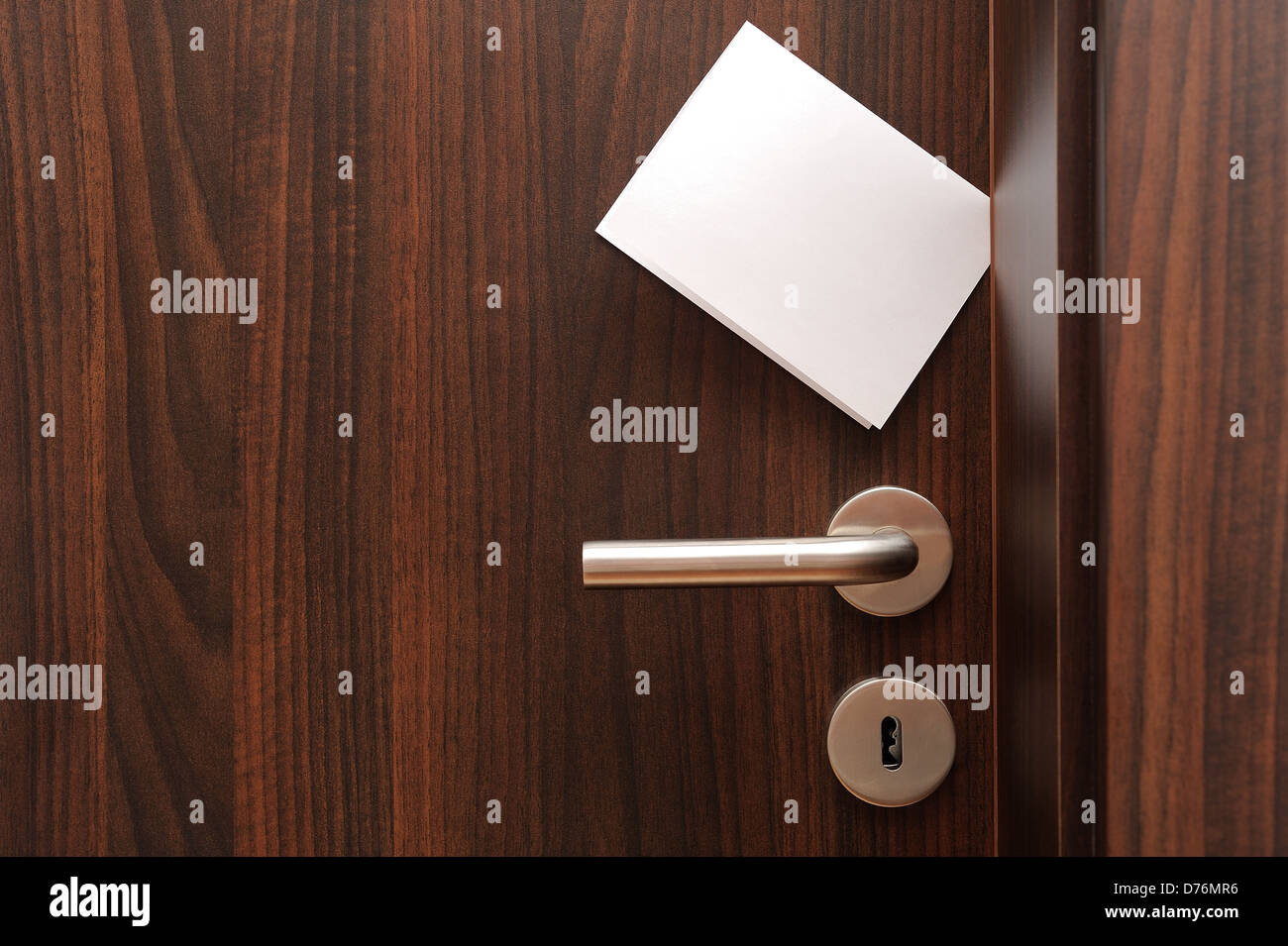 Door with a note Stock Photo - Alamy