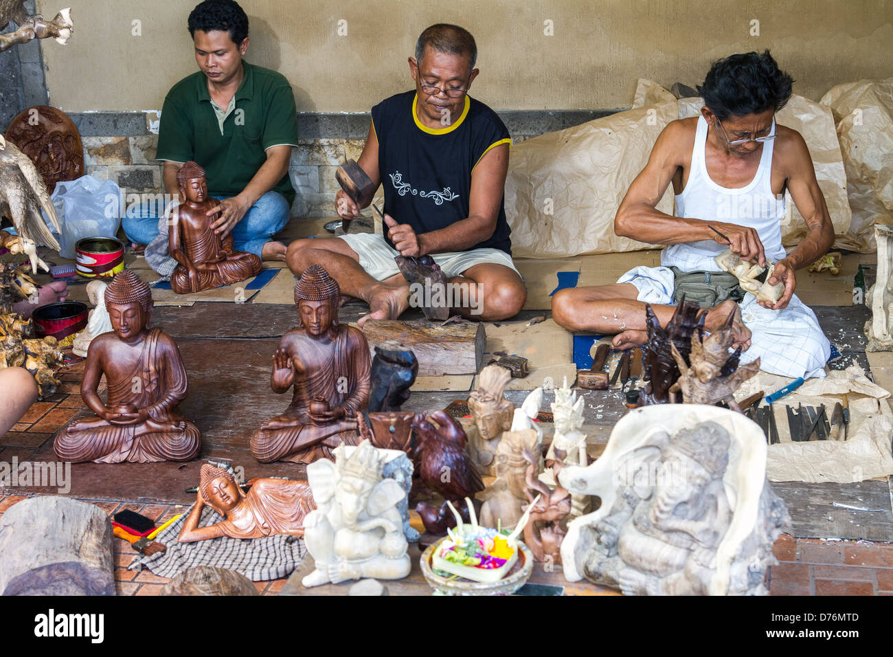 Men are making wooden crafts in Indonesia Stock Photo - Alamy
