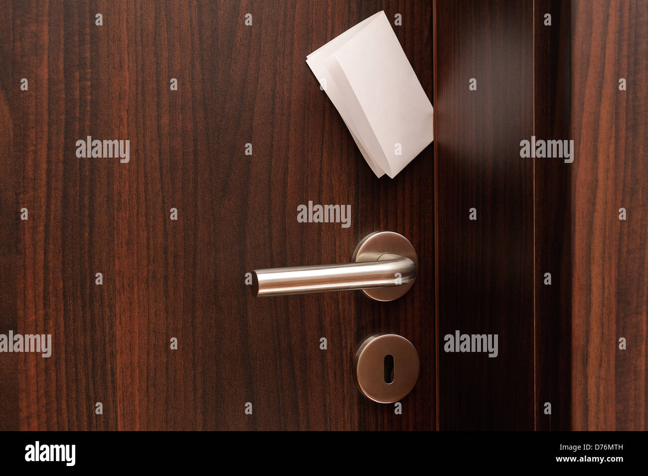 Door with a note Stock Photo - Alamy
