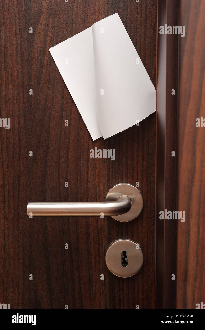 Door with a note Stock Photo - Alamy
