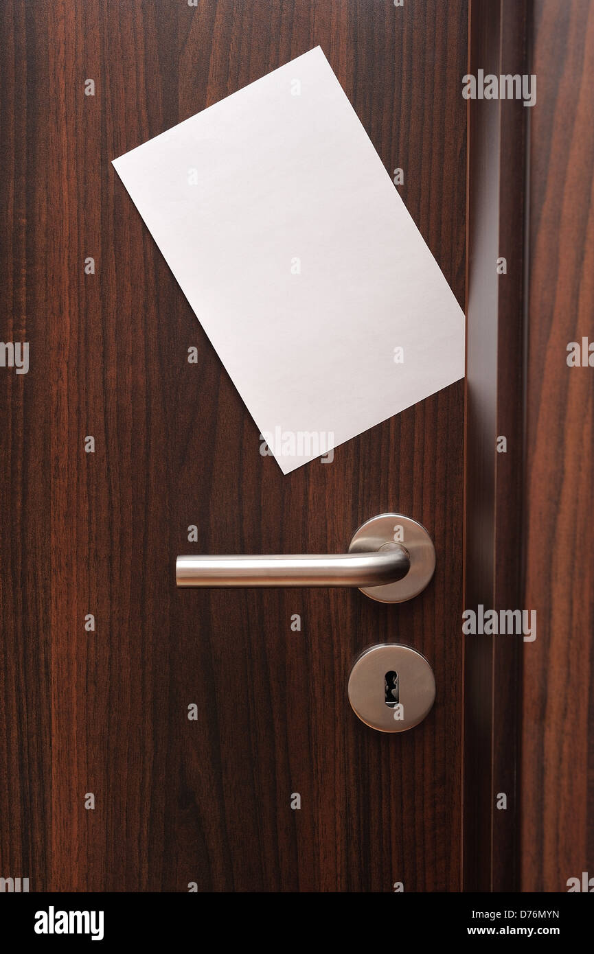 Door with a note Stock Photo - Alamy