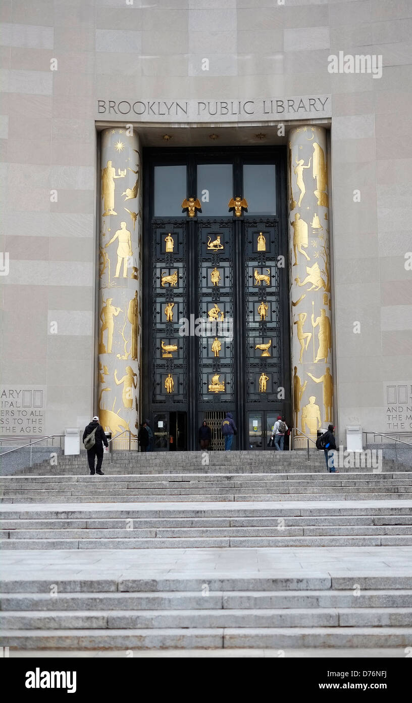 The entrance to the Brooklyn Public Library in New York City Stock ...