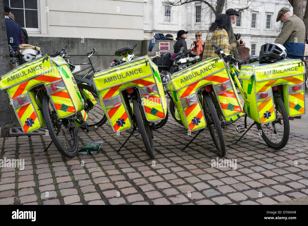 A row of Ambulance (Paramedic) bicycles. Picture by Julie Edwards Stock ...