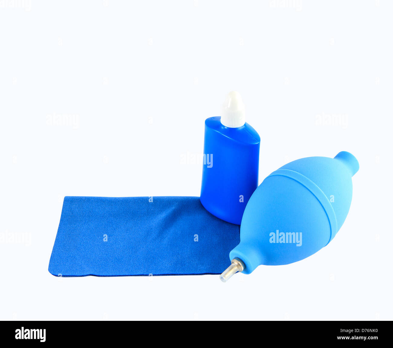 Blue Cleaning canera set on white background Stock Photo - Alamy