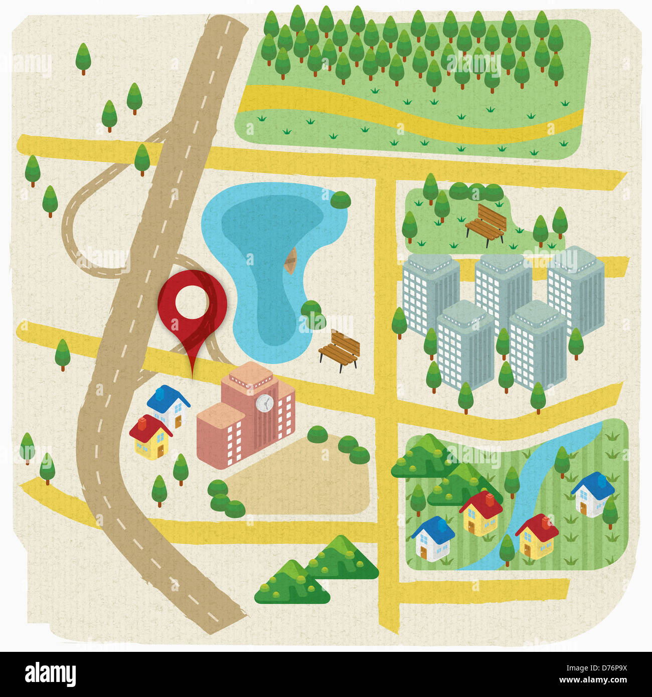 illustration of road map Stock Photo - Alamy