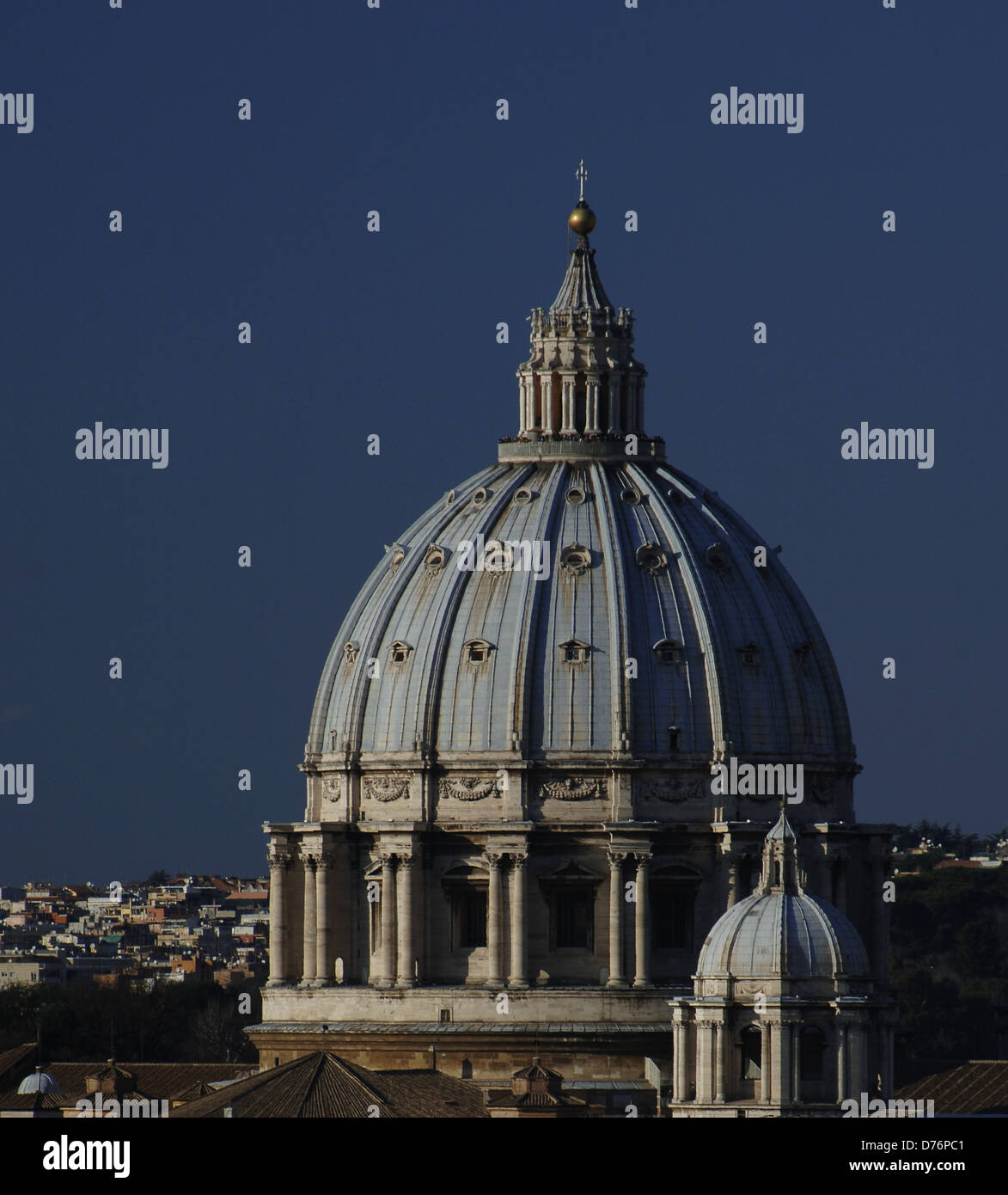 Vatican City. Dome of the Basilica of St. Peter, built by Michelangelo ...