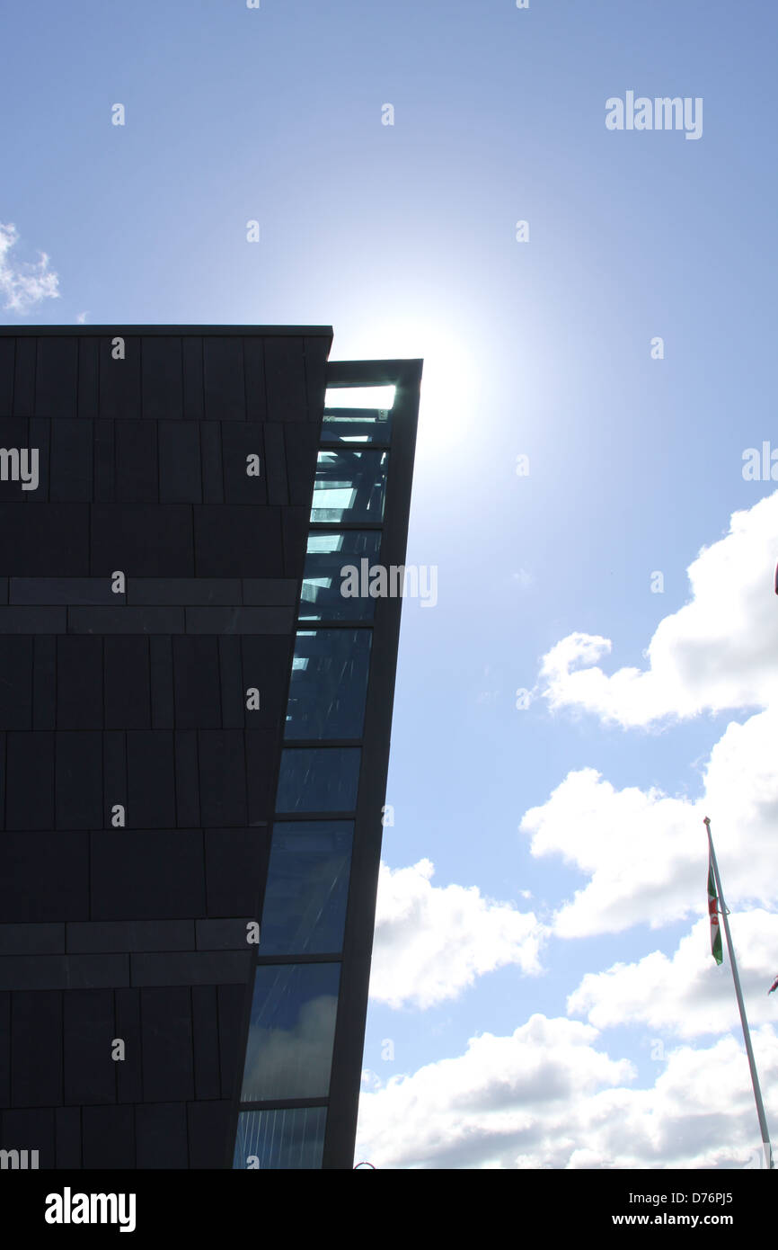 Details / close-ups of the Welsh Government building Sarn Mynach ...