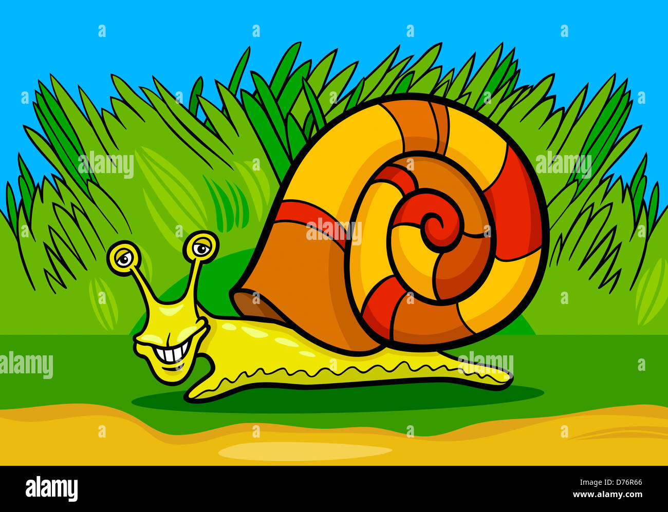 Cartoon Illustration of Funny Snail Mollusk with Shell Stock Photo - Alamy