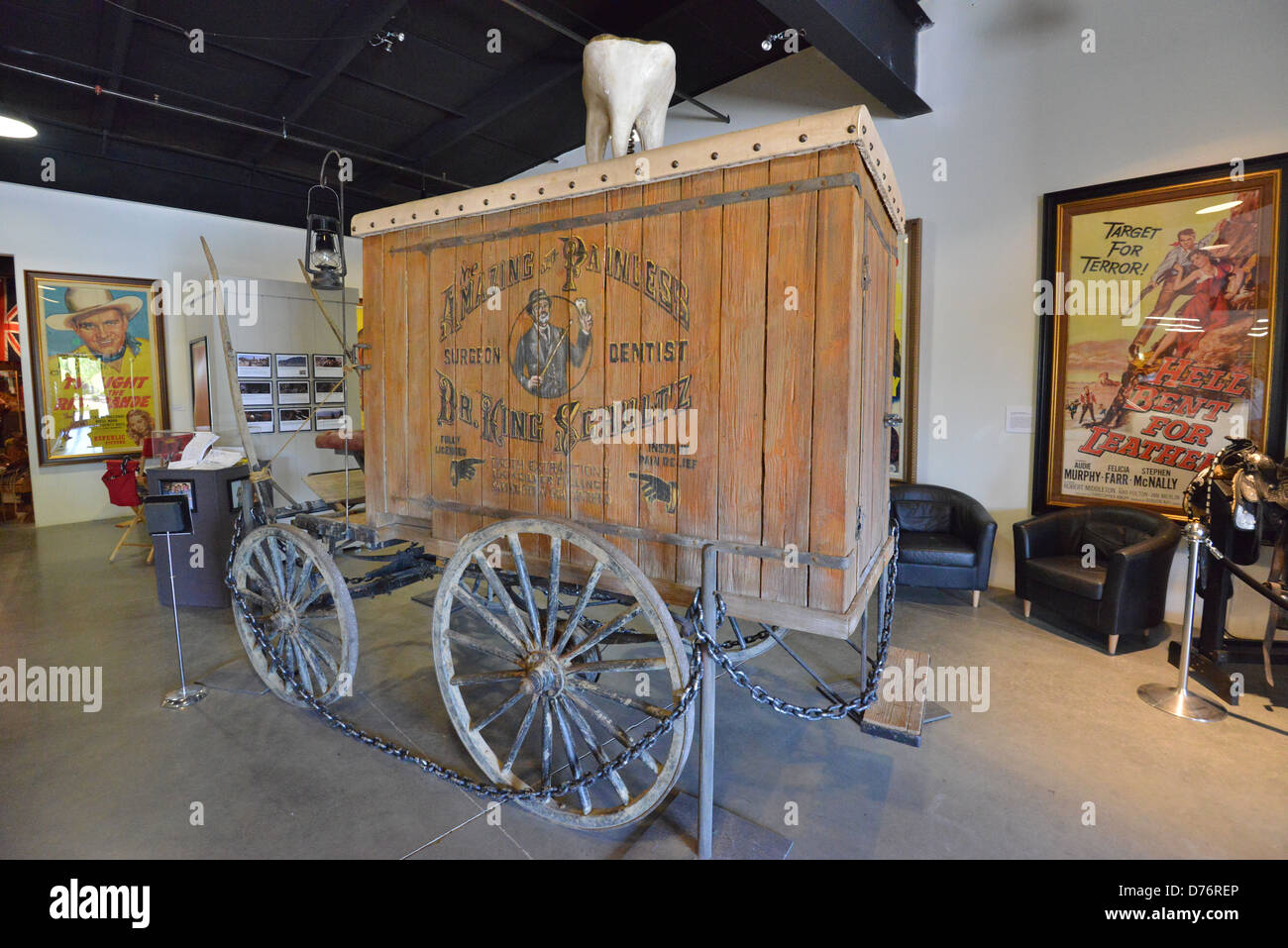 The dentists wagon from Django Unchained in a museum in America Stock ...