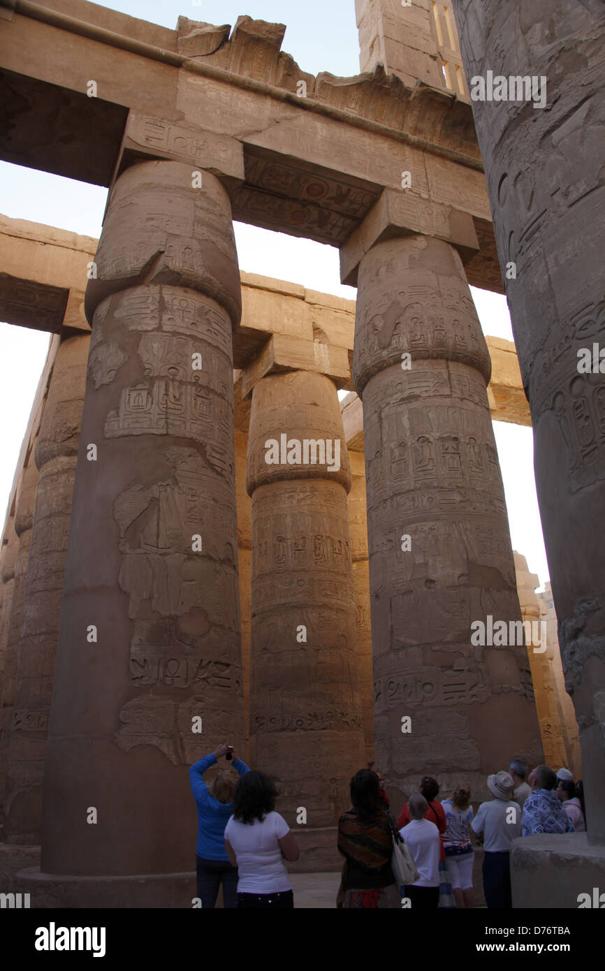 GREAT HYPOSTYLE HALL COLUMNS IN PRECINCT TEMPLE OF ANUN KARNAK LUXOR ...