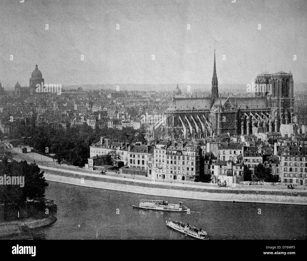 Early autotype of Notre Dame cathedral, Paris, France, 1880 Stock Photo ...