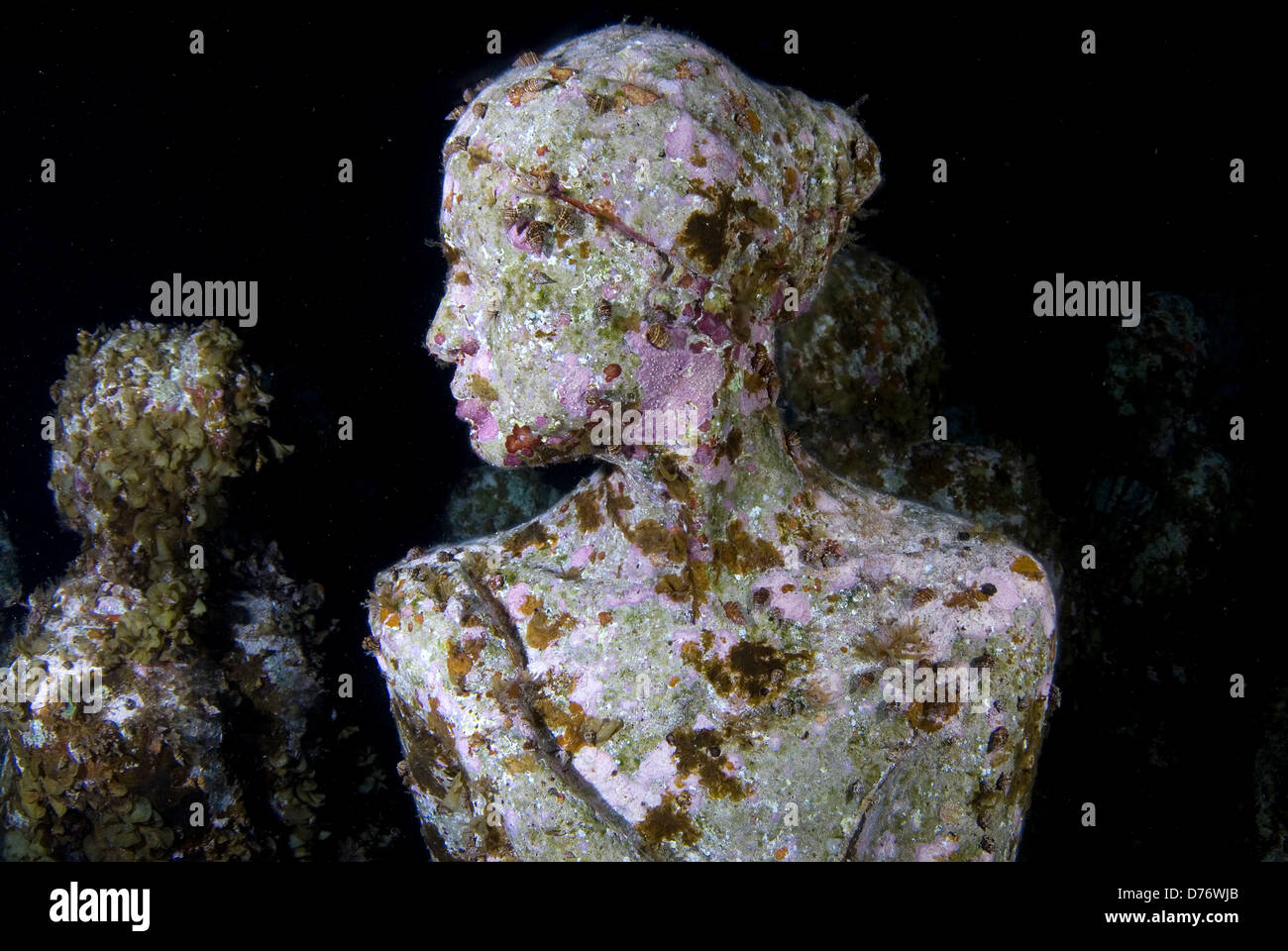 Close-up sculpture at Cancun Underwater Museum Cancun Quintana Roo ...