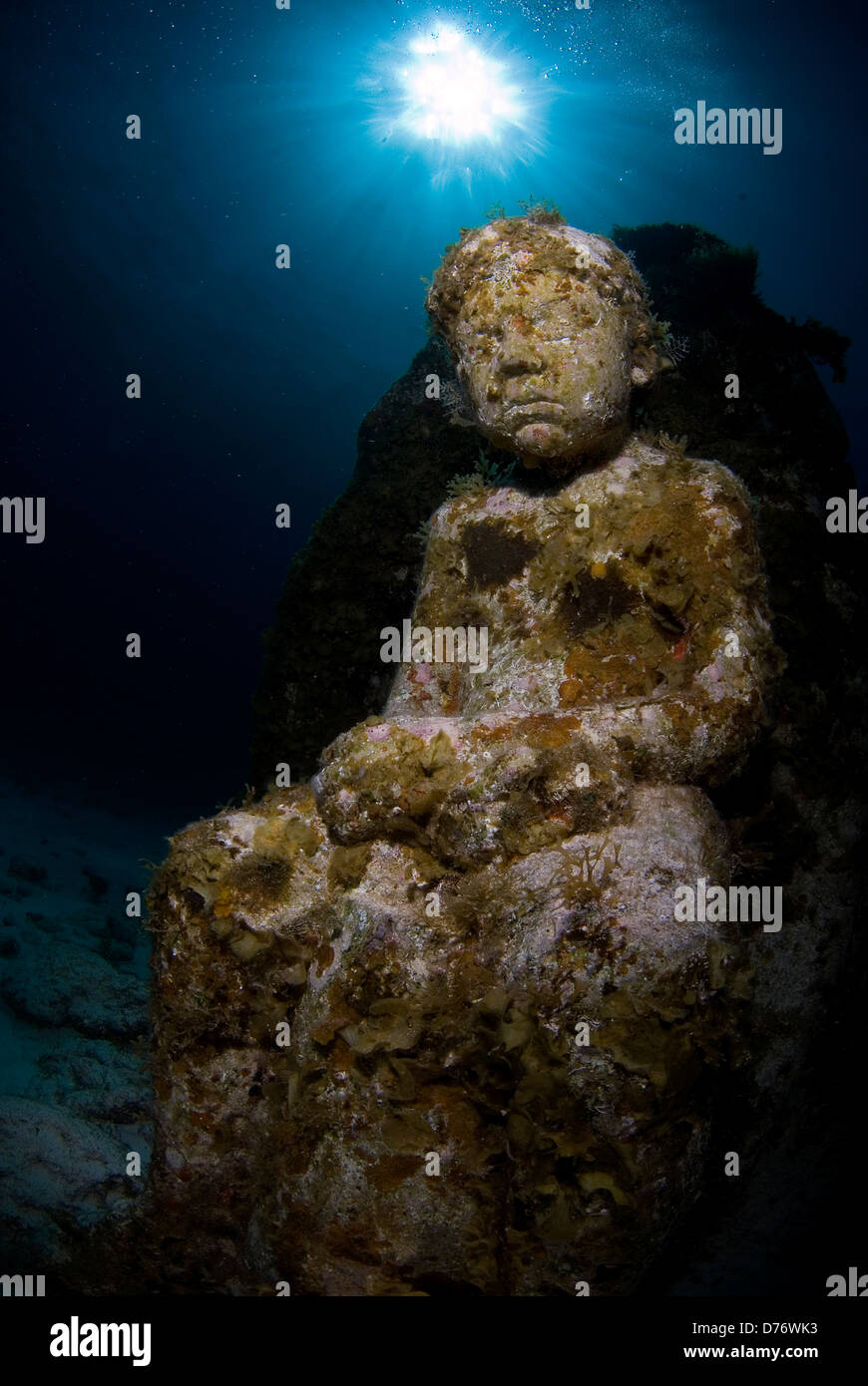 Close-up sculpture at Cancun Underwater Museum Cancun Quintana Roo ...