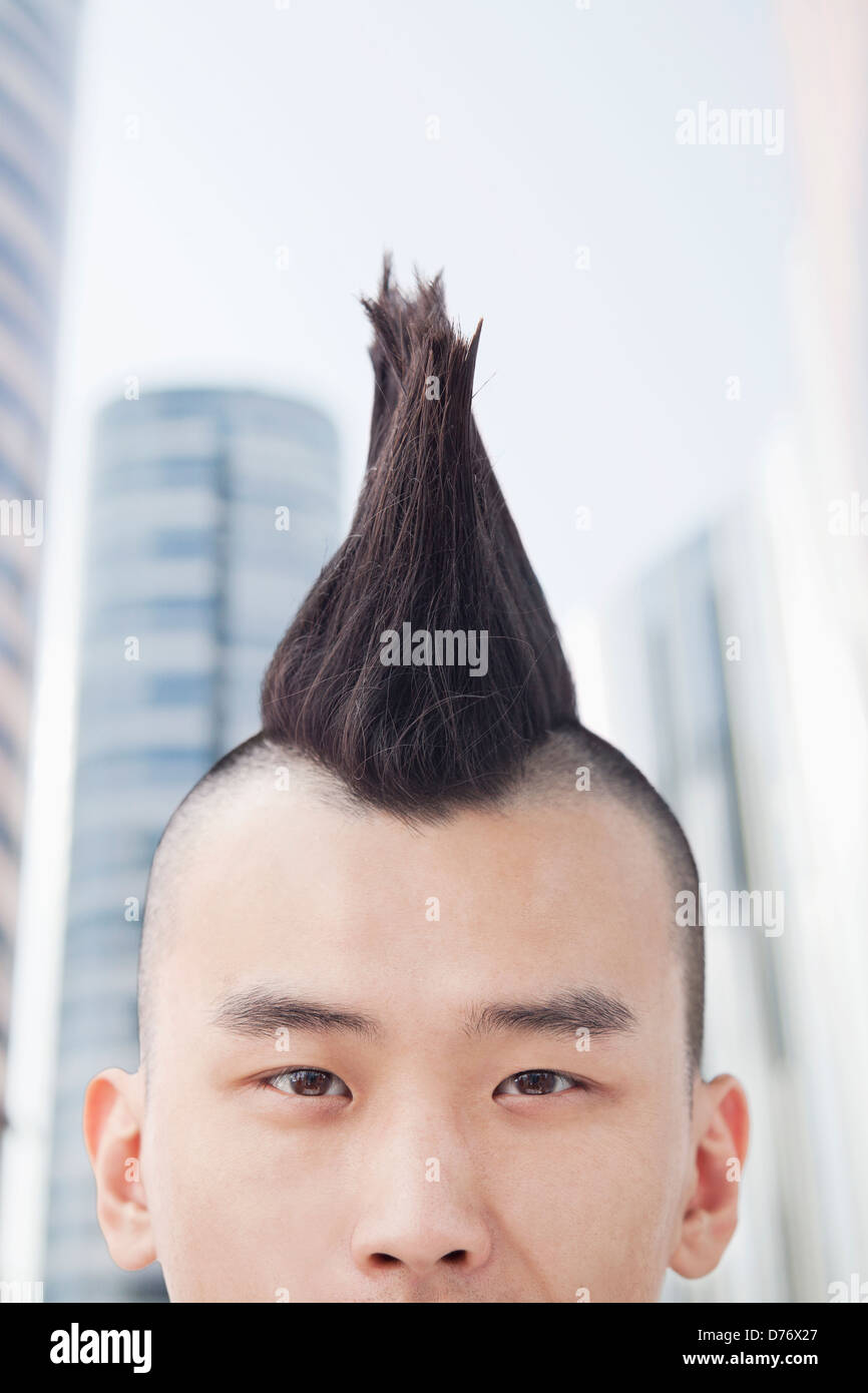 Young man with Mohawk close-up Stock Photo - Alamy